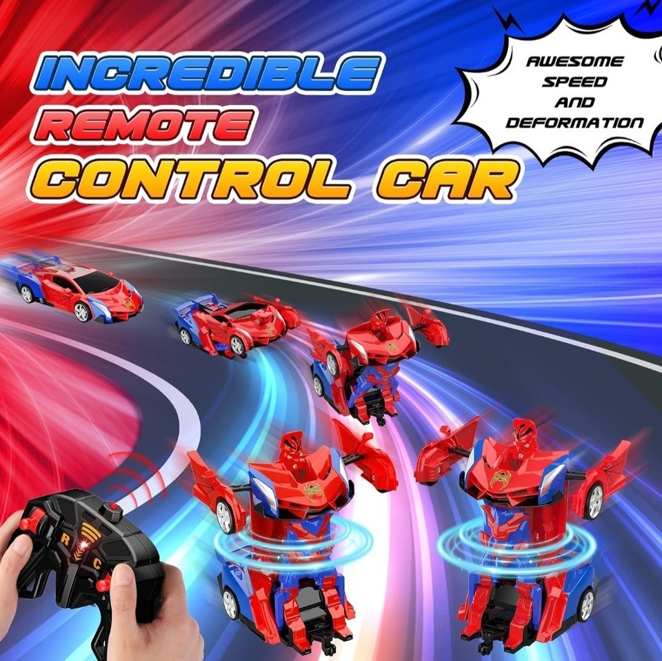 SPIDER-MAN TRANSFORMERS RECHARGEABLE Remote Control Car Toy Girls Boys ...