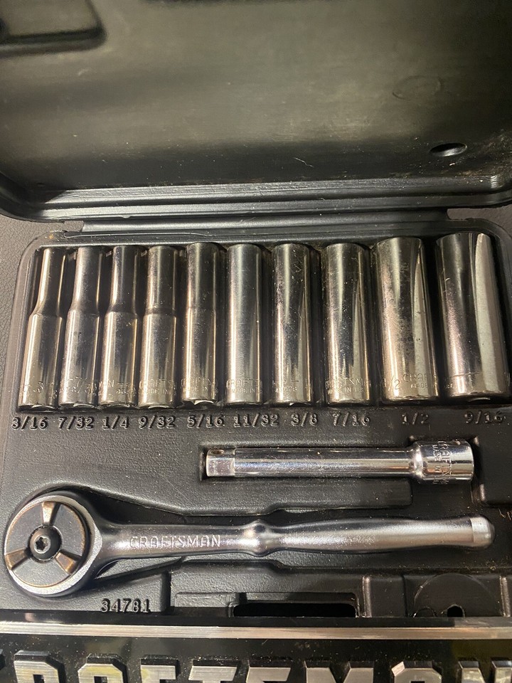 Craftsman 9-34781 12pc Socket Wrench Set In Black Hard Case -Silver | eBay