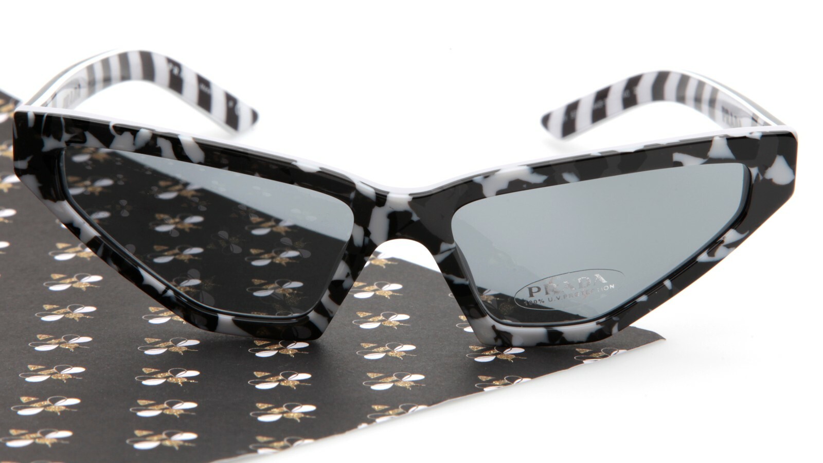 NEW PRADA SPR 12V 443-3C2 CAMOUFLAGE BLACK /GREY LENS SUNGLASSES 57-16 ...