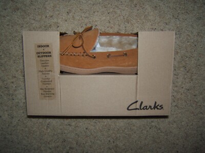 Men’s Clarks Indoor Outdoor Leather Slip-on BRUNO MOCCASIN Slippers sz ...