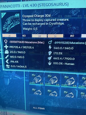 Ark Survival Ascended Small Tribes Crossplay Tames (stegos) | eBay