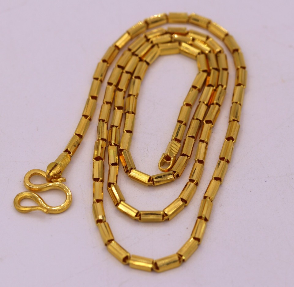 GENUINE 22KT YELLOW GOLD FABULOUS BAHT CHAIN 22 INCHES NECKLACE CHAIN ...