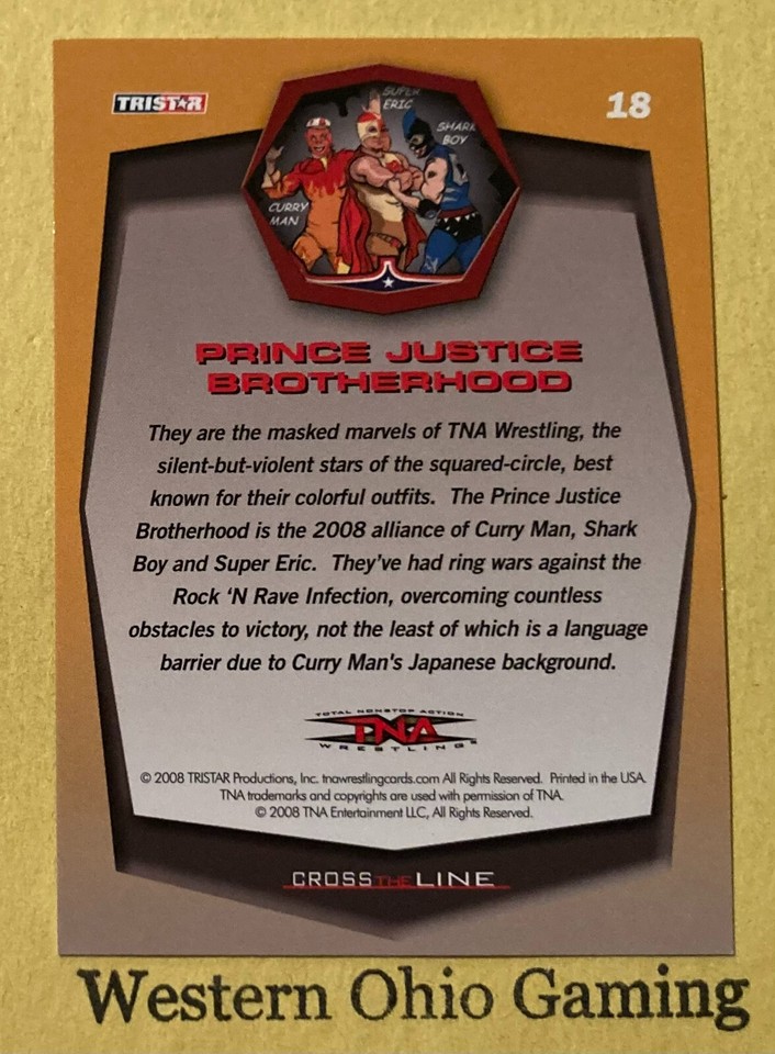 Tristar TNA Prince Justice Brotherhood #18 TNA Debut Wrestling Trading ...