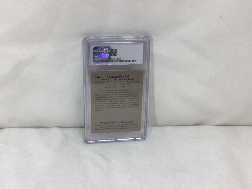 1939 Play Ball #146 St Louis Cardinals Tom Sunkel Card CSG 4.5 Graded ...