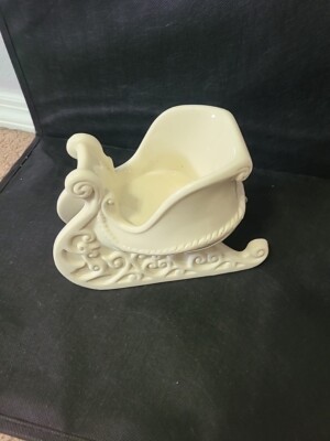 Partylite Porcelain Sleigh P0430 - White Ceramic Sleigh Candle Holder ...