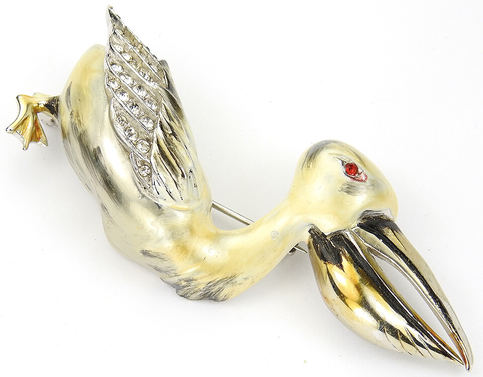 MB Boucher Metallic Enamel Pelican Bird Pin | eBay