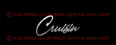 CHROME "Cruisin" VINTAGE 9 inch wide Decal,Old School, Rat Rod, Hot Rod ...