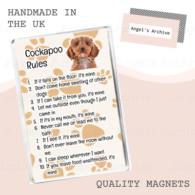 COCKAPOO RULES FUNNY DOG QUOTE LARGE FRIDGE MAGNET NOVELTY GIFT | eBay UK