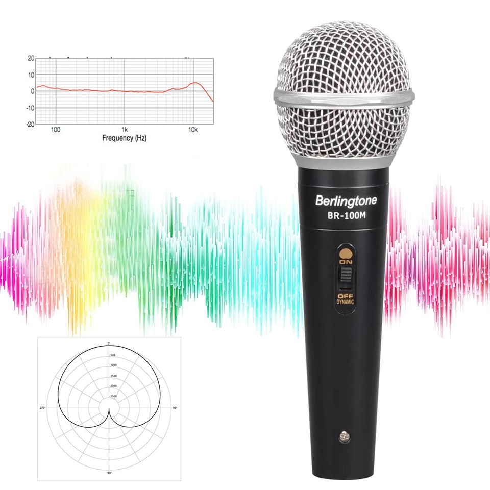 Berlingtone BR-100M Dynamic Vocal Microphone - Metal Casing, ON/OFF ...