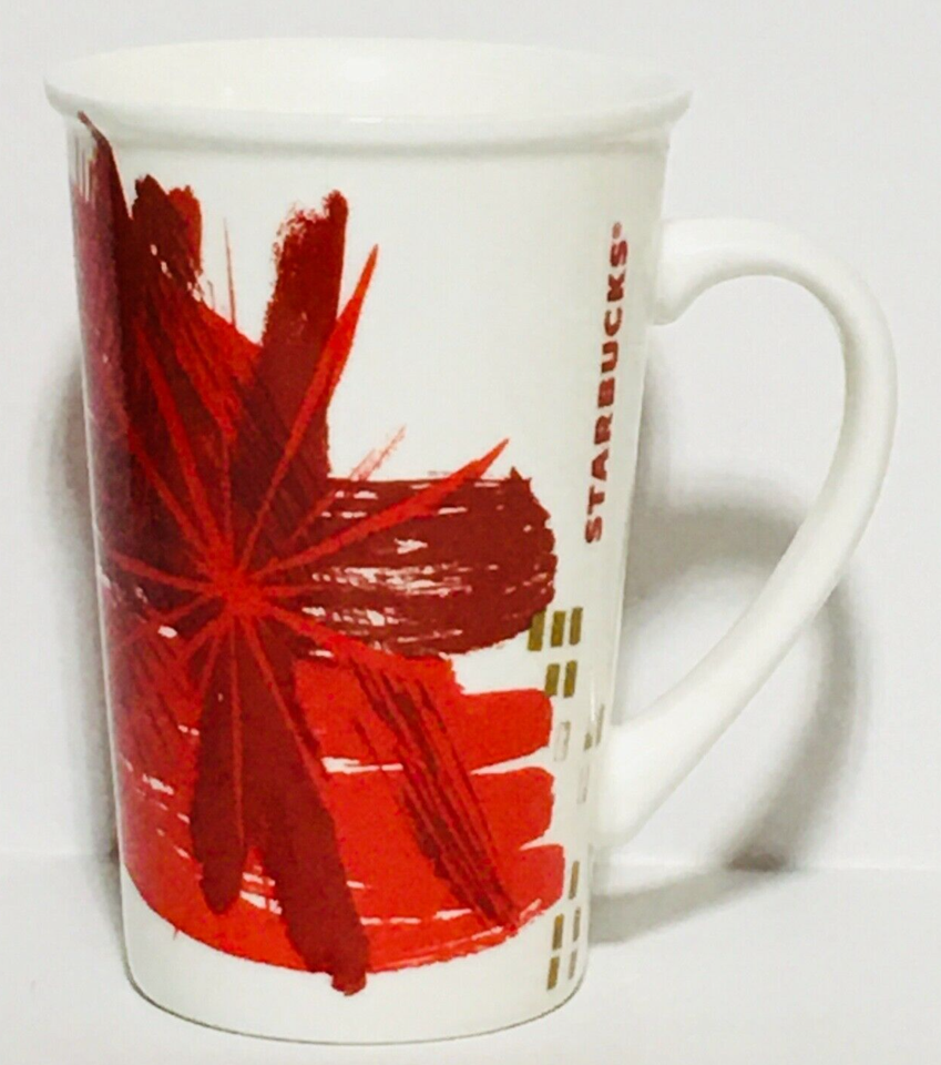 Starbucks 2014 Christmas Collectible Mod Red Gold Poinsettia Tall Cup ...