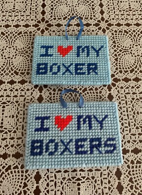 Handmade Needlepoint Sign I Love My BOXER BOXERS Dog Lover Gift item ...