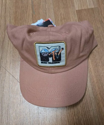 MTV Hat Baseball Cap Adjustable Music Television Official Mauve Peach Pink | eBay