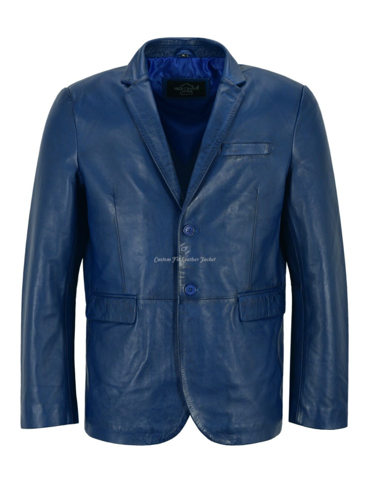 Mens Leather BLAZER Blue Classic ITALIAN Tailored 100% Lambskin 2 ...