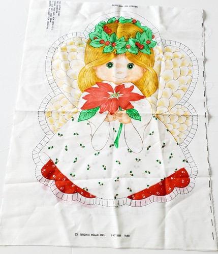 Vintage 18" Angel Fabric Pillow Cutout Spring Mills Inc Pattern 7568 ...