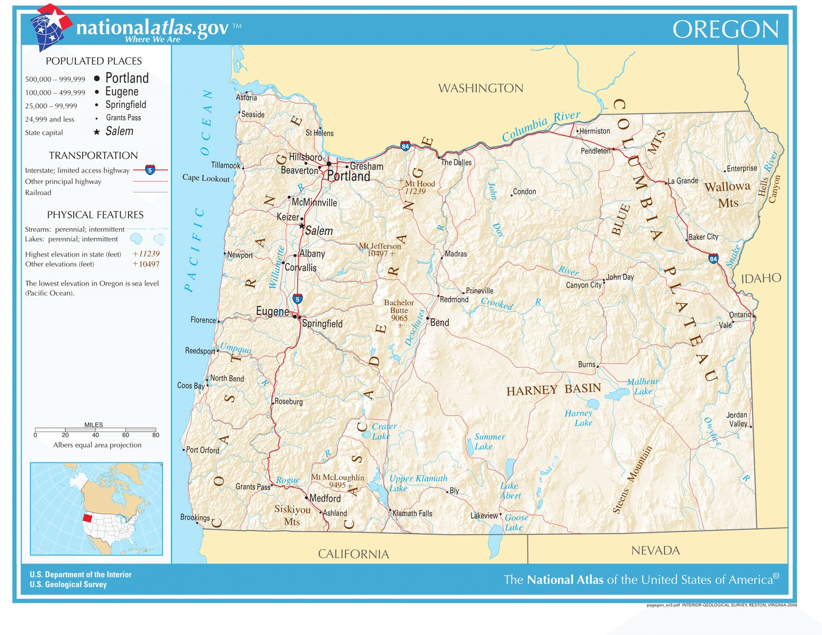 Oregon State Reference Laminated Wall Map | eBay