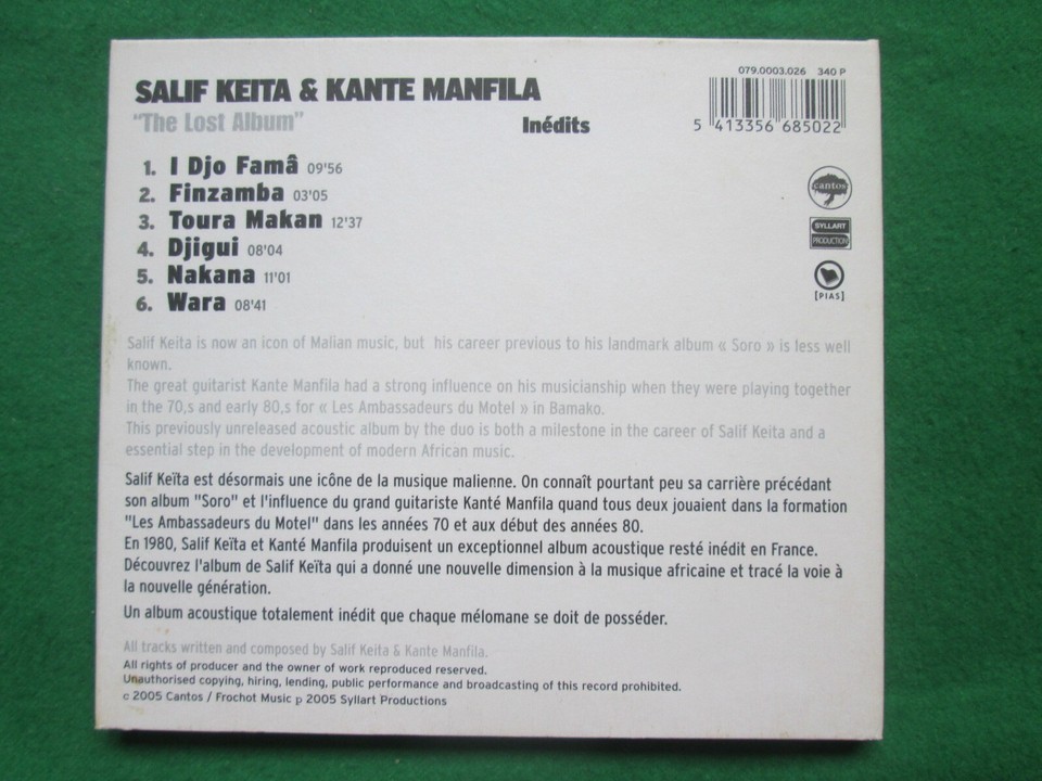 SALIF KEITA & KANTE MANFILA - THE LOST ALBUM - CANTOS 2005 - CD | eBay