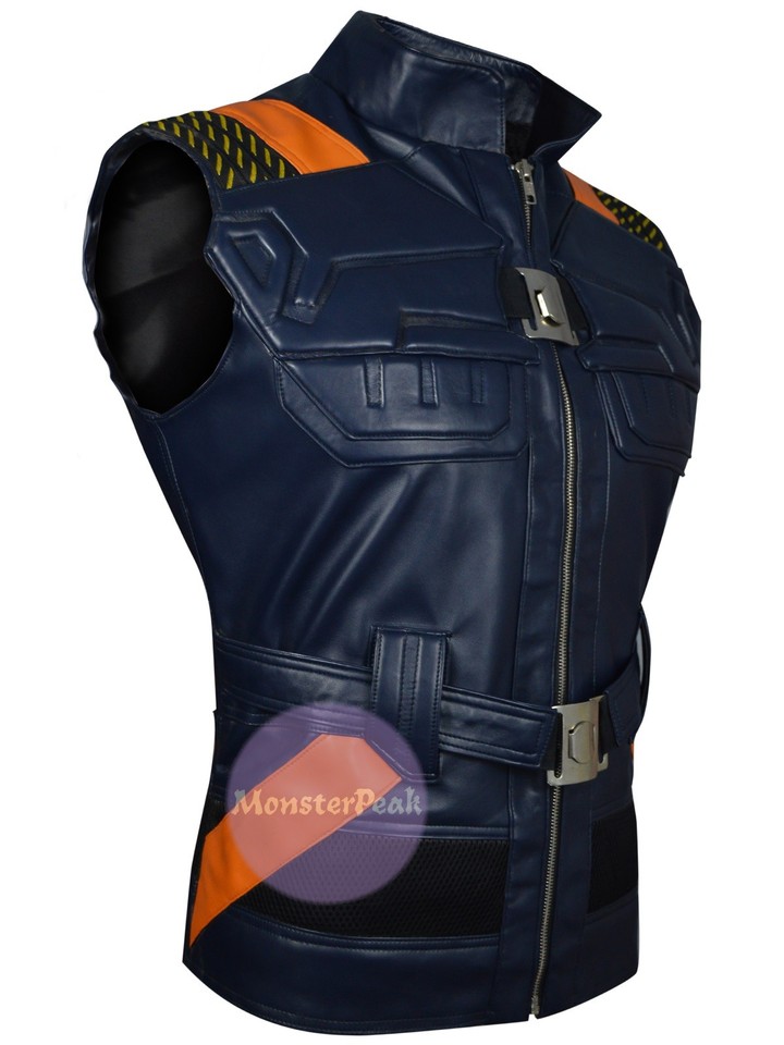 Erik Killmonger Blue Leather Vest , Avengers Infinity War Black Panther ...