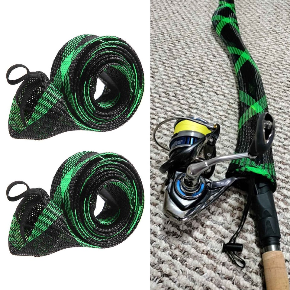 8Pcs Fishing Rod Sleeve Sock,Fishing Rod Cover Scalable Braided Mesh ...