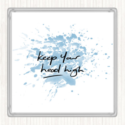 Blue White Keep Head High Inspirational Quote Drinks Mat Coaster | eBay UK