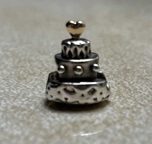 Authentic Pandora Cake Charm Sterling Silver 925 Topped w/14k Gold ...