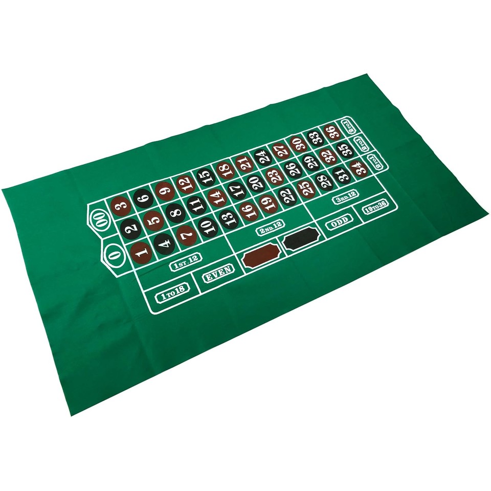 Roulette Table Top Felt Layout - 36" x 72" Rectangle Las Vegas Style ...