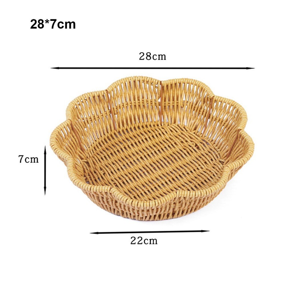 Retro Woven Storage Rattan Woven Tea Tray Wedding Candy Flower Storage ...
