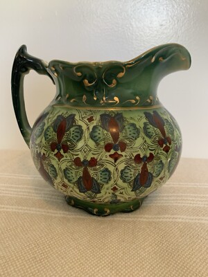 Antique DF Haynes Co Baltimore MD Green Gold Pottery Floral Design ...
