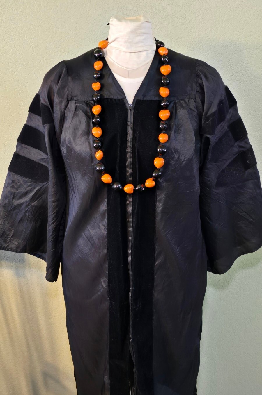 Orange & Black Kukui Nut Graduation Lei Necklace Luau Party Ready2Ship ...