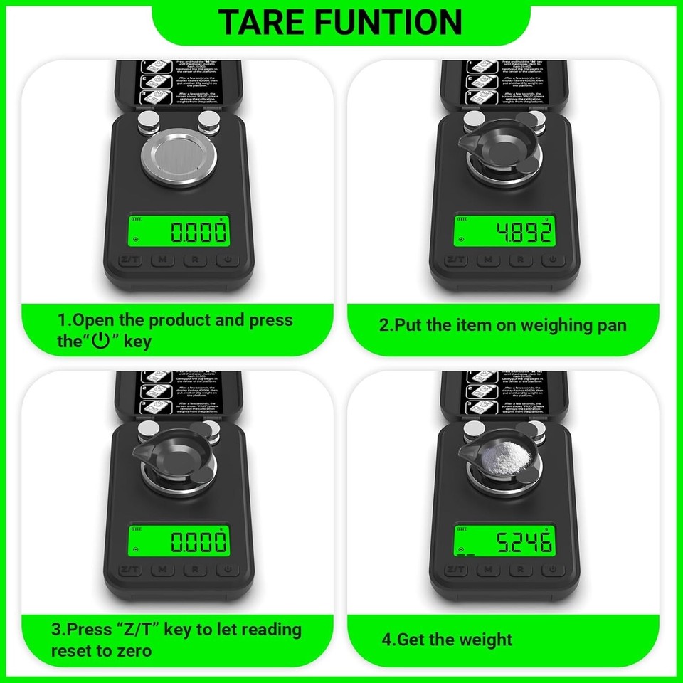 Digital Powder Scale 50g 0.001g with Trickler Backlight Tare Repeat ...