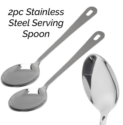 Large Stainless Steel Serving Spoons - Buffet Table Cutlery Versatile ...