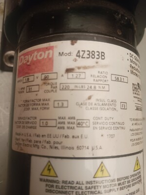 Dayton 4Z383B 90 V DC Electric Gear Motor | eBay