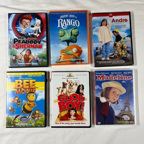 Childrens DVD Lot of 6 Mr Peabody Rango Andre Bee Movie Madeline Good ...