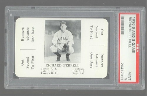 1936 S AND S BASEBALL RICHARD FERRELL HOF PSA 9 MINT GREEN BACK RED SOX ...