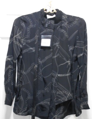 NWT St John Graphic Print Blouse Chains & Tack Size S | eBay