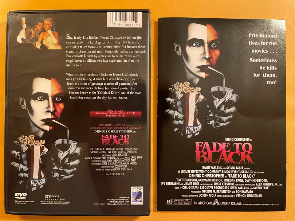 FADE TO BLACK (1980/1999) - DVD Anchor Bay Dennis Christopher w/chapter ...