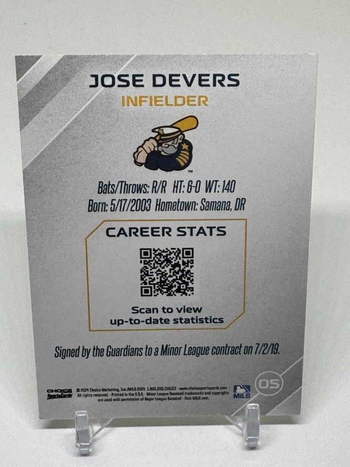 Jose Devers 2024 Lake County Captains Choice SIGNED Cleveland Guardians ...