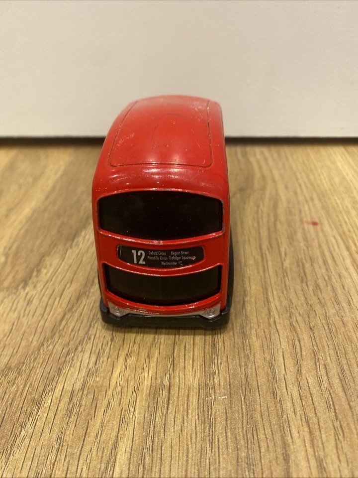 Hamleys Die-Cast Pullback London Bus – Route 12, Metal Red Bus Double ...