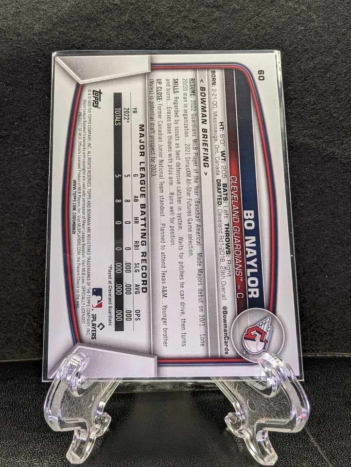 2023 Bowman - #60 Bo Naylor - Rookie Card - Cleveland Guardians | eBay