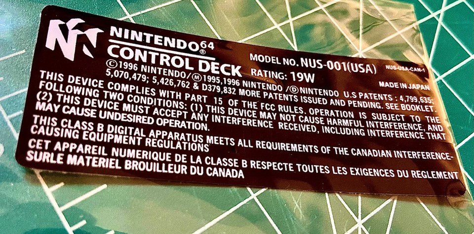 Nintendo 64 N64 Custom Console Replacement Label Sticker set - black ...