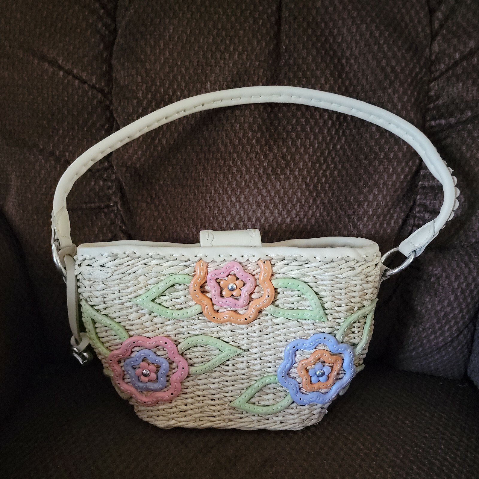 Brighton Woven Straw & Leather Flowers Purse | eBay