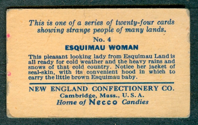 1930’s NECCO Candy Card Eskimo and Baby E196 Strange People of Many ...