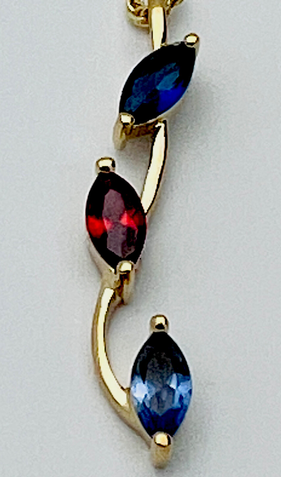 Danecraft 24KT Gold Over 925 Sterling Blue Red Marquise CZ Necklace 18” | eBay