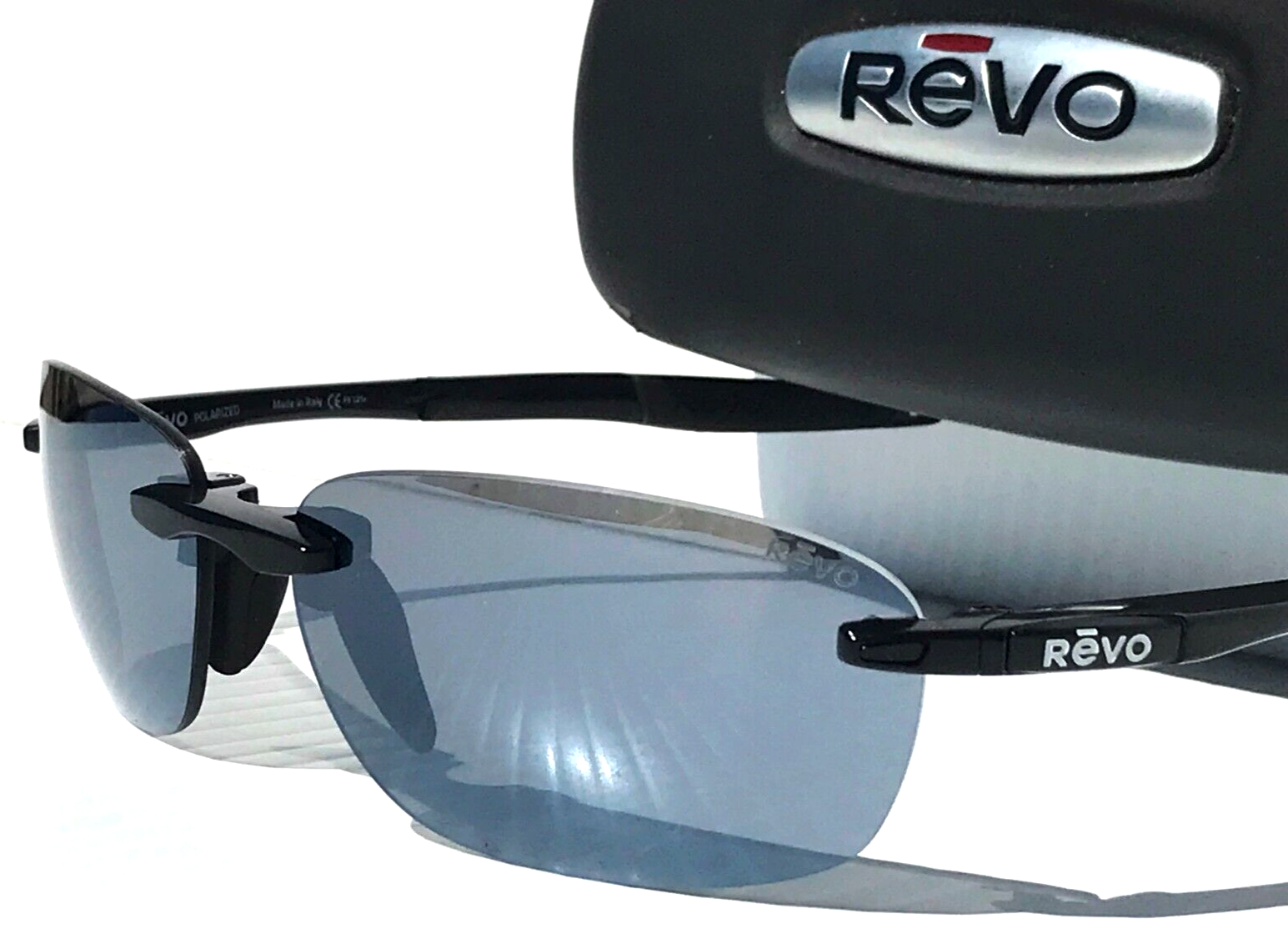 REVO DESCEND FOLD Shiny Black POLARIZED Grey Lens Sunglass 1140 01 GY ...