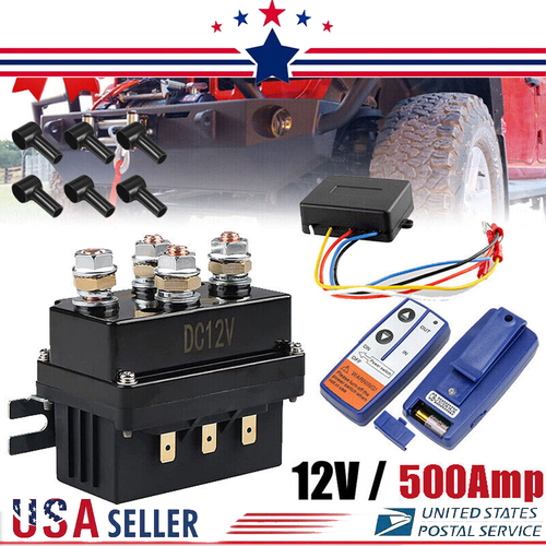 12V/500A Winch Solenoid Relay Contactor + Wireless Remote Control for ...