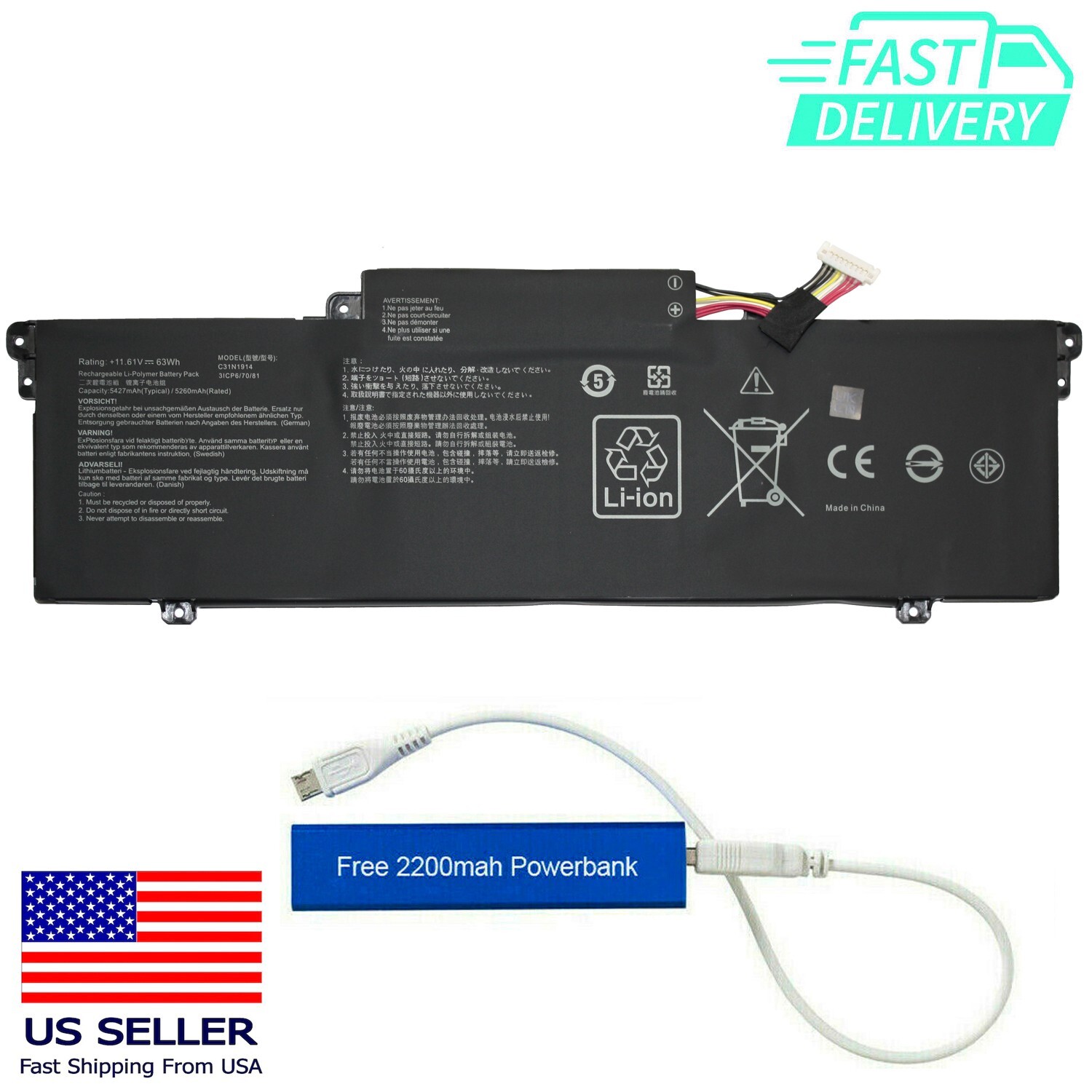 C31N1914 REPLACEMENT BATTERY FOR ASUS UX425 UX435 UM425 E410 L410 0B200 ...
