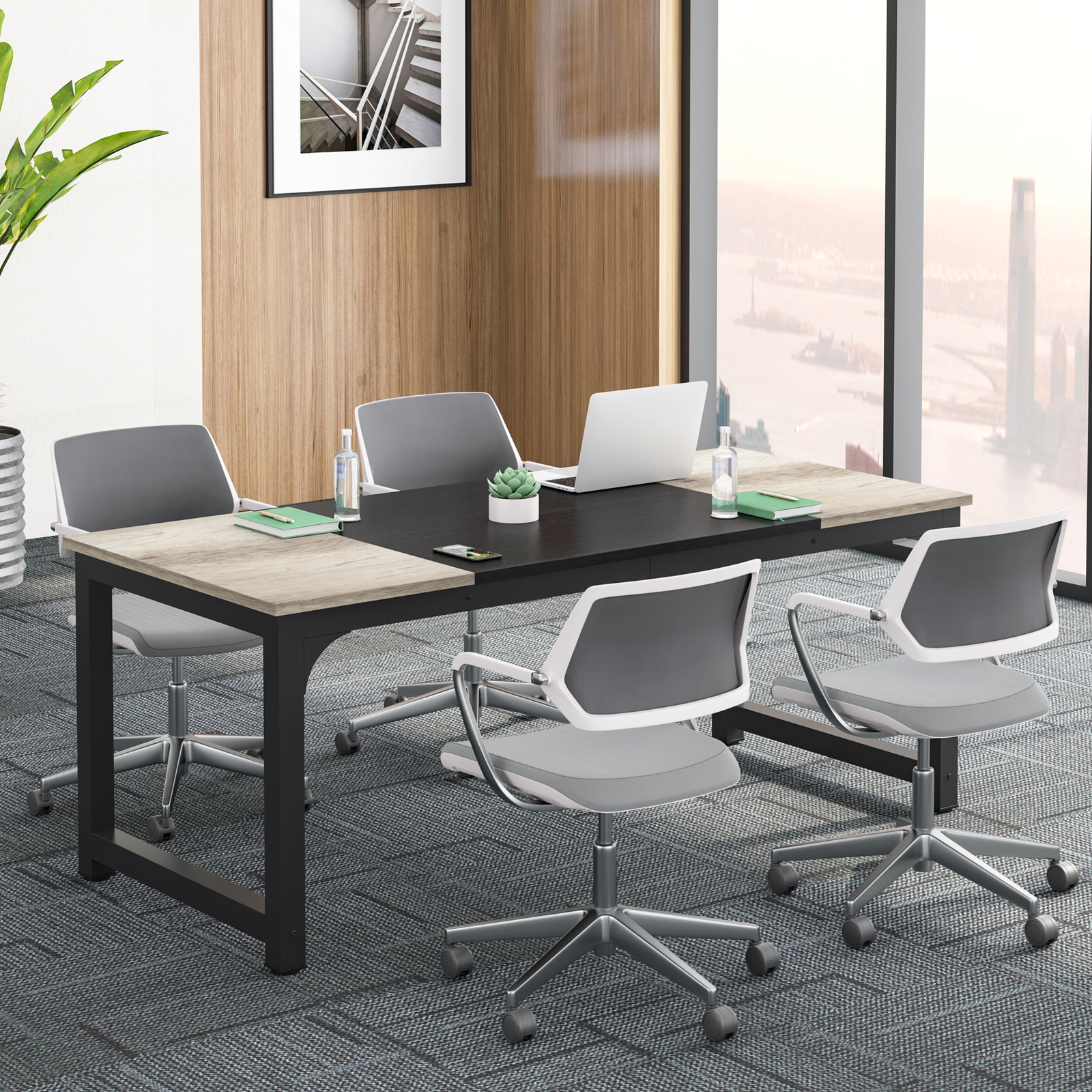 6ft Modern Conference Table Large Computer Desk Executive Desk for Home ...