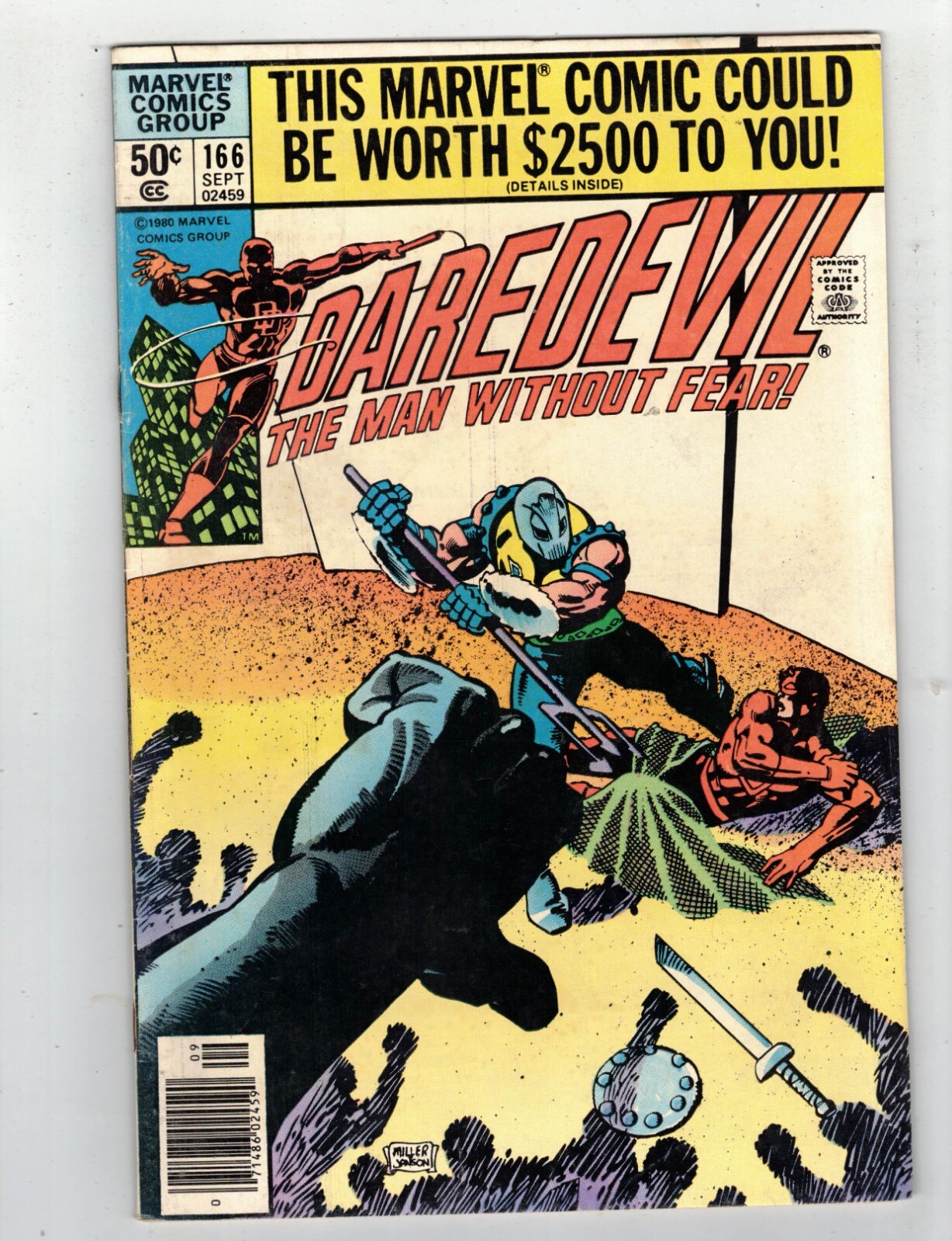 Daredevil #166 (Sep 1980, Marvel),DD vs. Gladiator, Frank Miller art ...