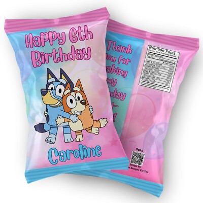 Custom Bluey-Themed Birthday Chip Bags | eBay