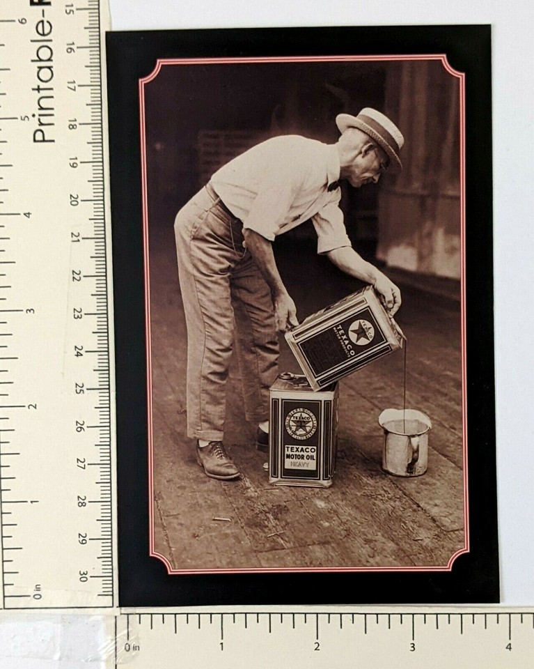 2001 Texaco Oil Historical Collection Postcard Man Pouring Oil Port ...