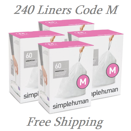 simplehuman Code M Custom Fit Liners, Trash Bags, 45 Liter/12 Gallon , 240 Count | eBay